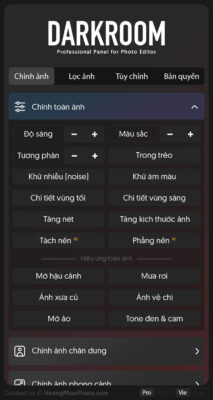 Panel DARKROOM - Hỗ Trợ Chỉnh ảnh Tự động Cho Dân Chuyên Nghiệp - HoangPhucPhoto