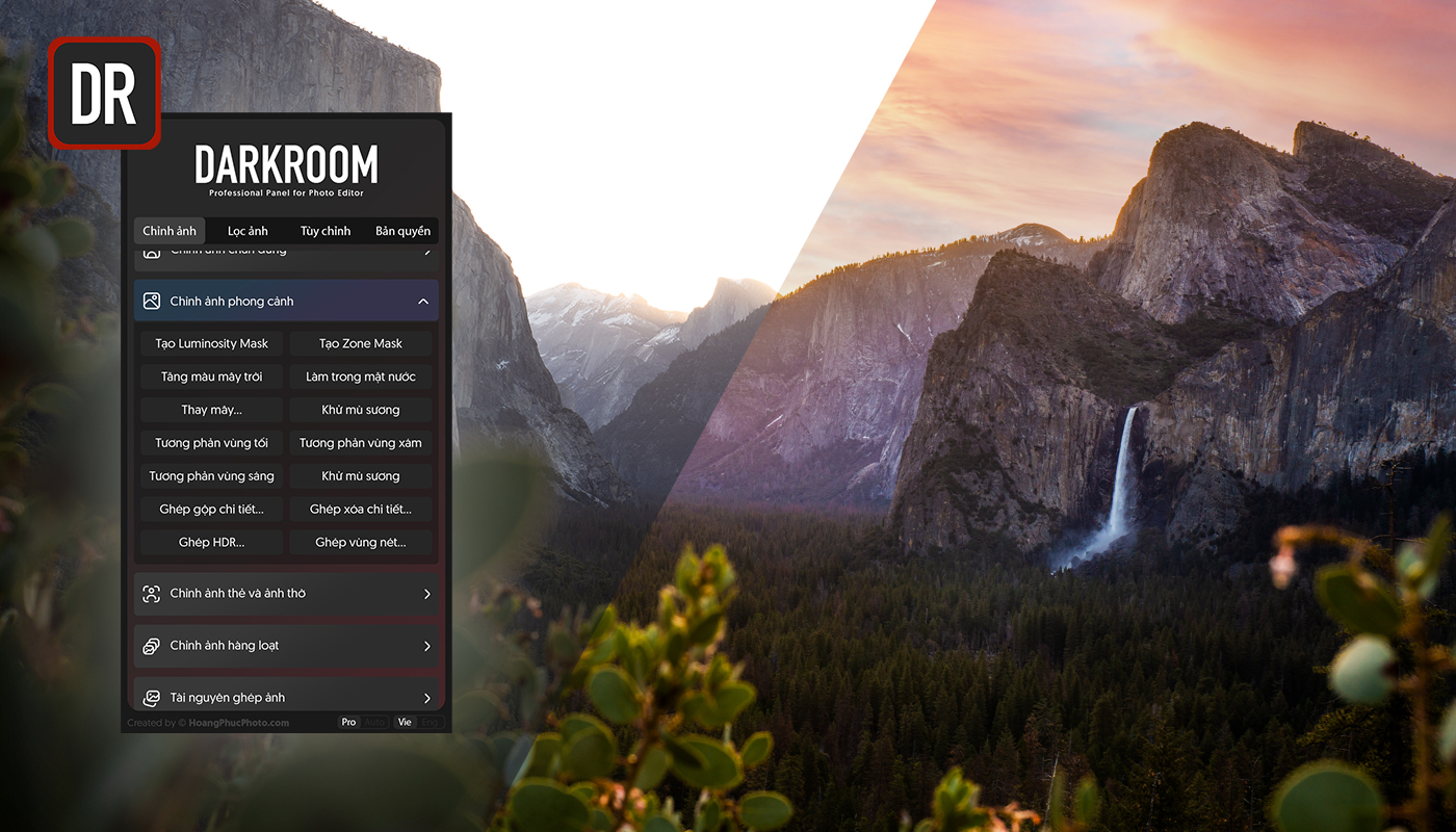Panel DarkRoom - Chỉnh ảnh Tự động Với Công Nghệ A.I Dành Cho Dân Chuyên Nghiệp - HoangPhucPhoto